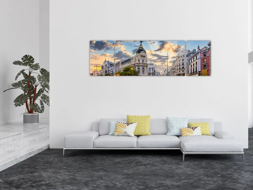 Obraz - Calle Gran Vía, Madrid, Španělsko (170x50 cm)