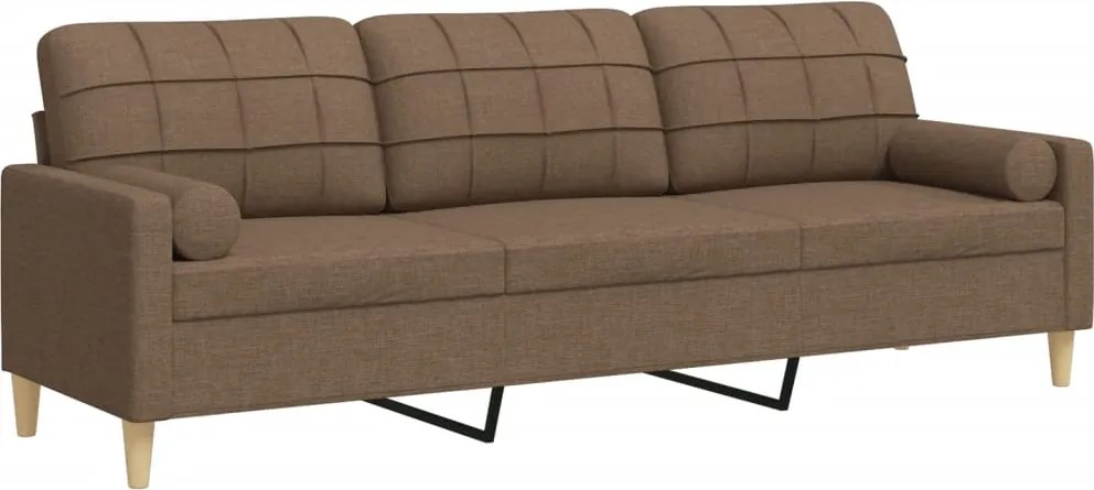 3místná pohovka s polštáři hnědá 210 cm textil 3278204
