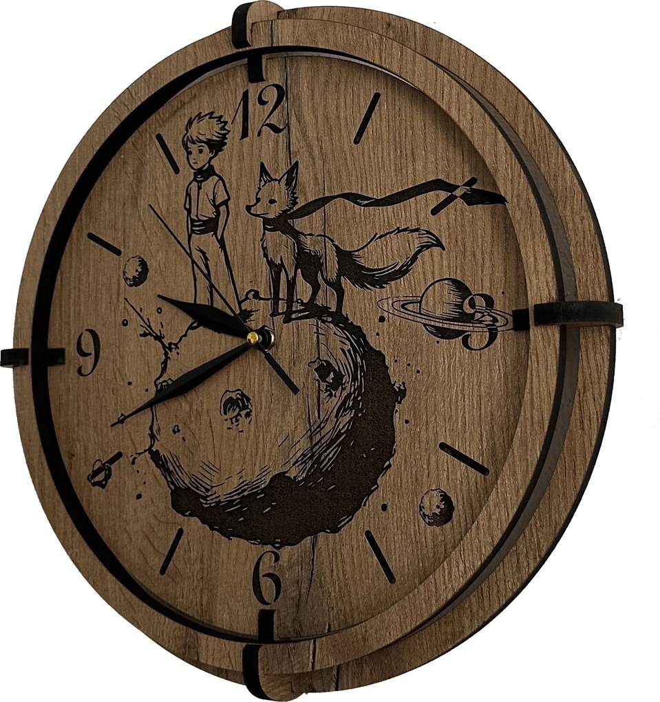 Li-Go "Malý Princ" Dřevěné hodiny 32 cm provedení povrchu: dub světlý