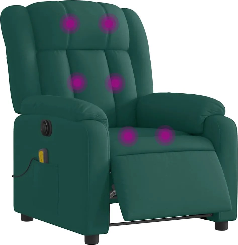 Elektrické masážní polohovací křeslo tmavě zelené textil 3205310