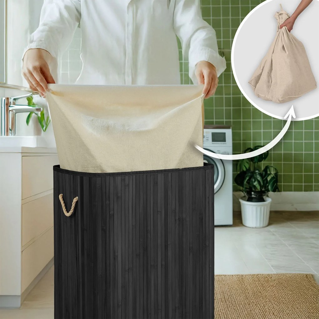 Bambusový proutěný koš na prádlo s víkem 72 l Massido pro moderní interiér