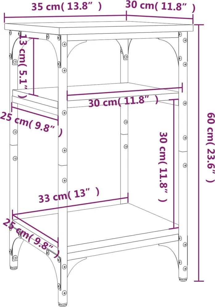 vidaXL Odkládací stolek 35 x 30 x 60 cm kompozitní dřevo [825803] Barva: šedá sonoma