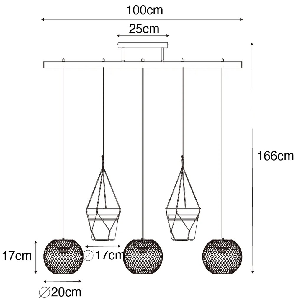Průmyslové závěsné svítidlo černé 3-světlo - Flor