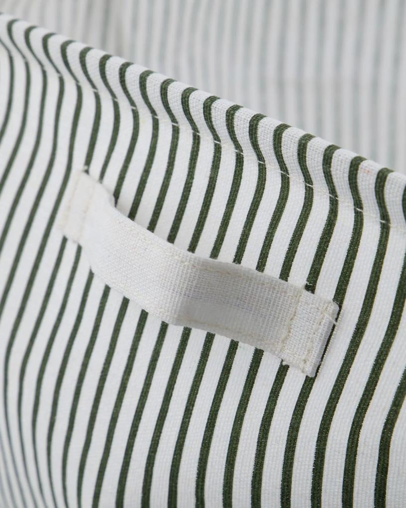 House Doctor Úložný textilní koš Thin Green Stripes, zelená barva, textil