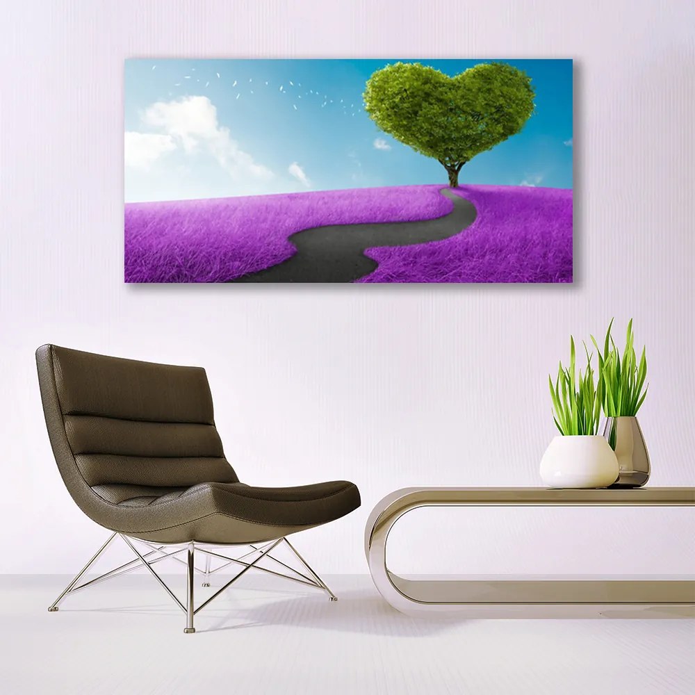 akrylový obraz Louka Stezka Strom Příroda 120x60 cm