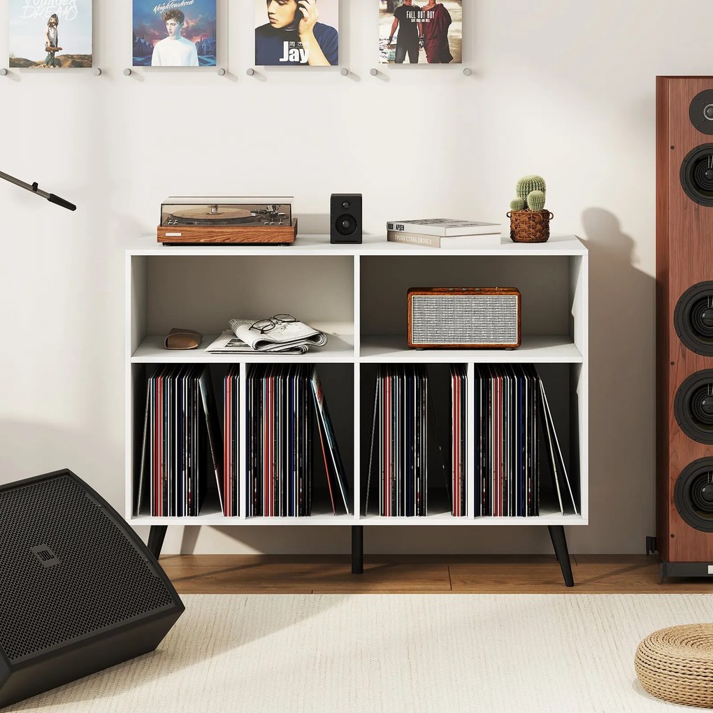 Costway 3patrový stojan na gramofon s vinylovými úložnými policemi