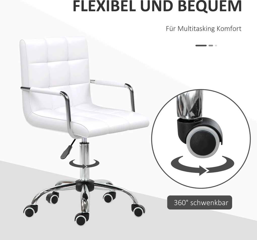 Kancelářská židle HOMCOM výškově nastavitelná 84-99H cm ergonomická otočná židle manažerská židle pro kancelář a domácí kancelář PU bílá | Aosom.de