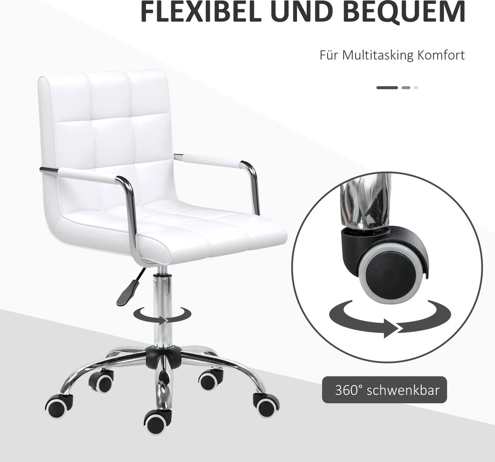 Kancelářská židle HOMCOM výškově nastavitelná 84-99H cm ergonomická otočná židle manažerská židle pro kancelář a domácí kancelář PU bílá