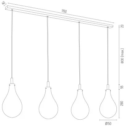 Argon 1741 - Lustr na lanku OAKLAND 4xG9/6W/230V