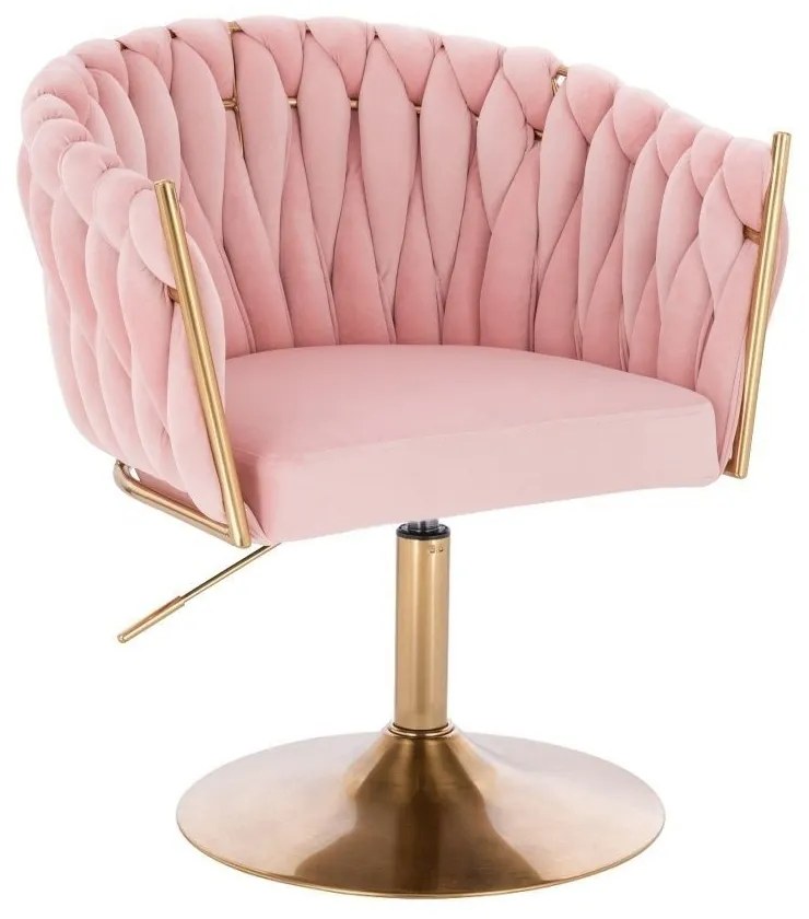 LuxuryForm DESIGN Otočná židle NORDEN VELUR na zlatém talíři - růžová