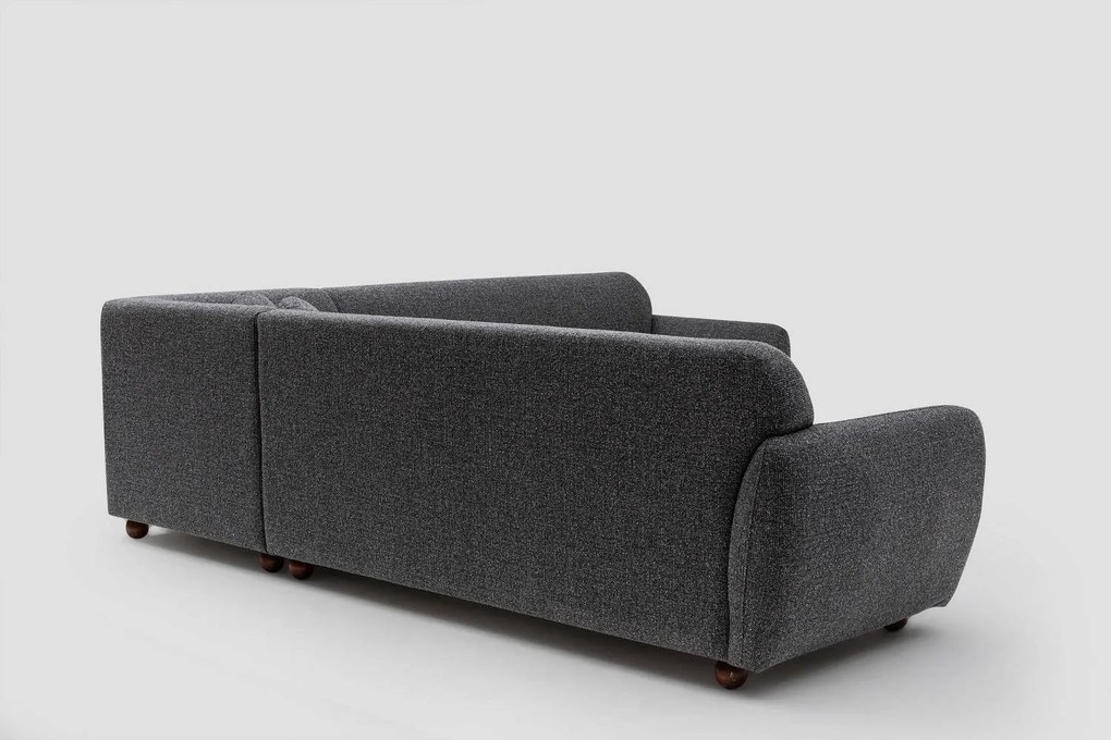 Designová rohová sedačka Jamiya 280 cm tmavě šedá - levá