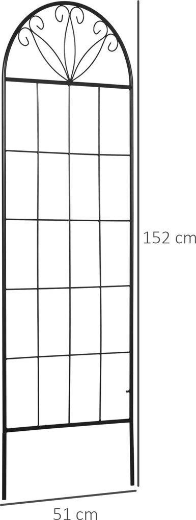 Sada 2 kovových zahradních treláží Outsunny pro popínavé rostliny - 51 x 152 cm černé
