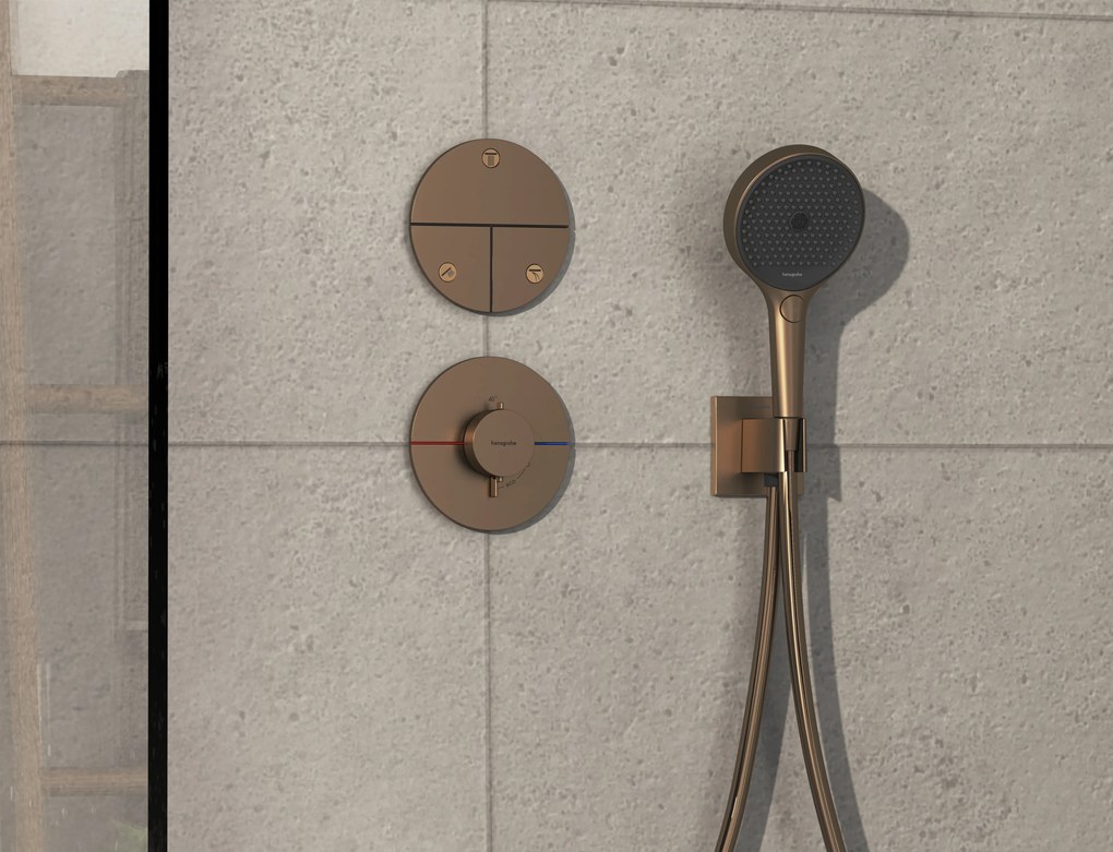 Hansgrohe ShowerSelect Comfort S, ventil pod omítku pro 3 spotřebiče, kartáčovaný bronz, HAN-15558140