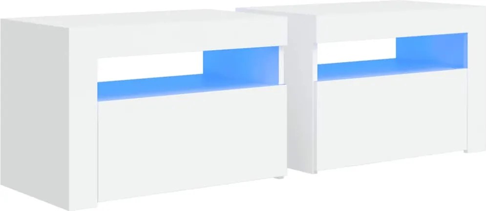 Noční stolky 2 ks s LED osvětlením bílé 60 x 35 x 40 cm 3080734