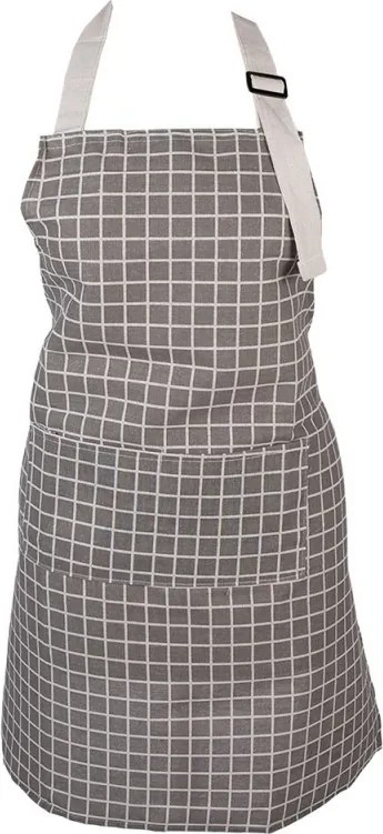 Šedá dámská kostkovaná kuchyňská zástěra - 69*68 cm