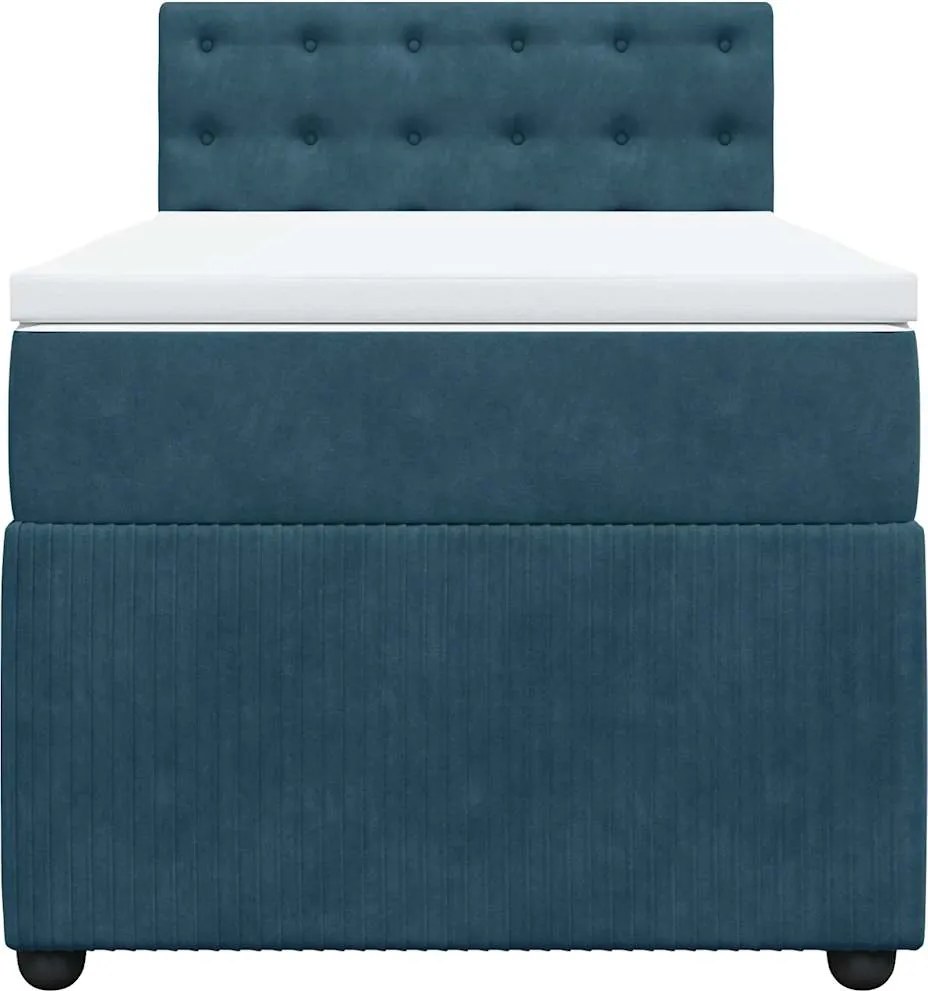 Box spring postel s matrací modrá 90 x 200 cm samet 3287642
