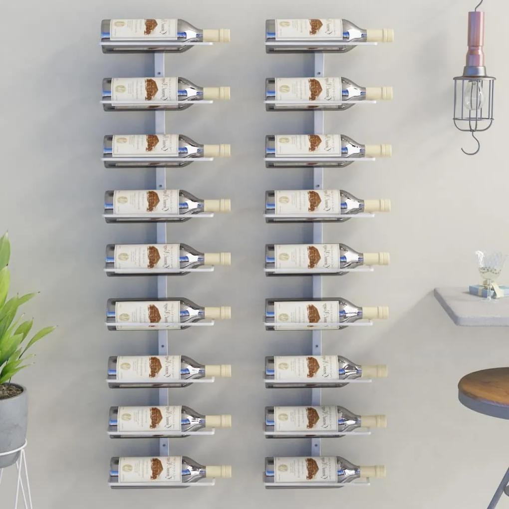 vidaXL Nástěnné stojany na víno na 9 lahví 2 ks železo [289562] Barva: Bílá
