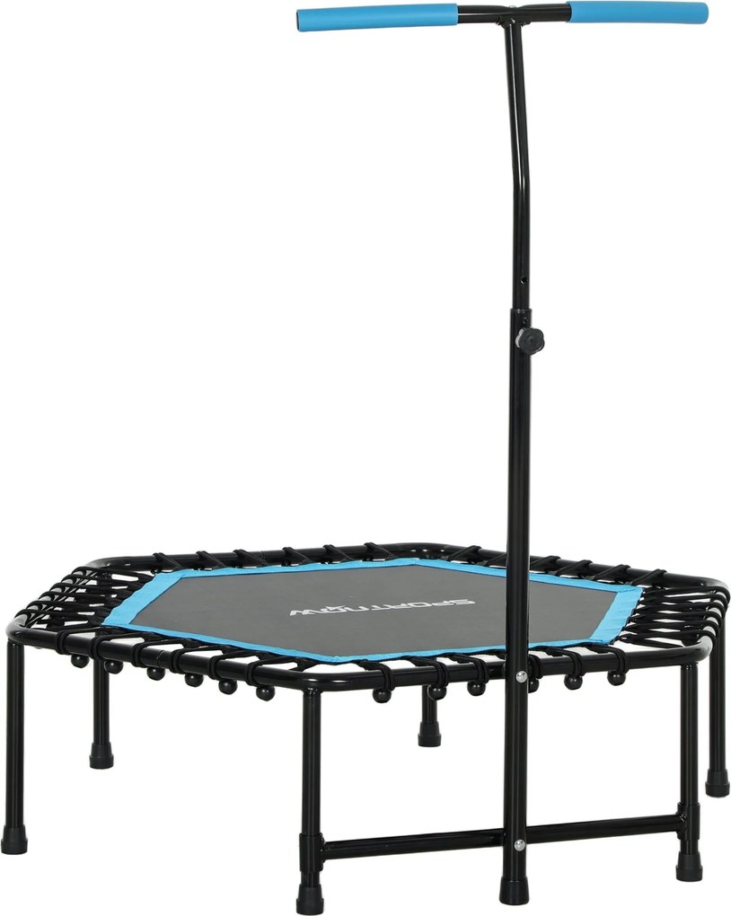 SPORTNOW Fitness Trampolina 114x114x132 cm S elastickým skákacím povrchem a nastavitelným 3-úrovňovým madlem, ocelový rám pro trénink nohou a těla do…