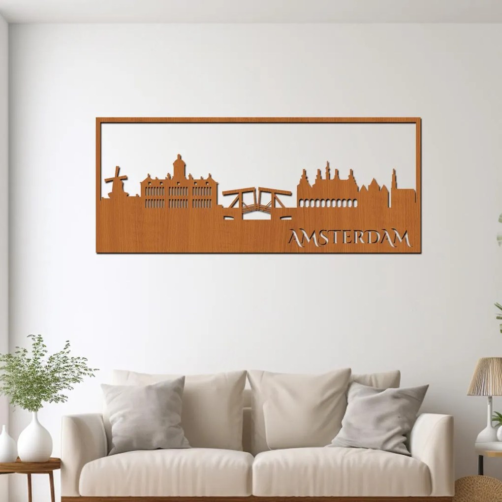 dřevo života Dřevěná dekorace na zeď AMSTERDAM Zvolte rozměr (cm): 95x38, Zvolte barvu dekoru: Černá