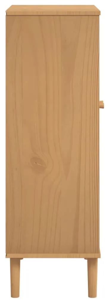 Botník SENJA ratanový vzhled hnědý 59,5x35x107 cm masivní dřevo - Default Title