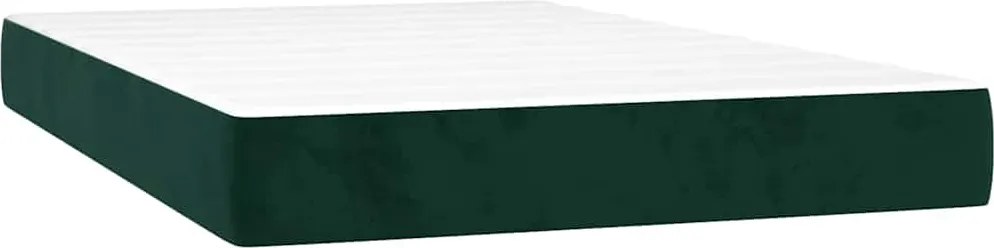 Box spring postel s matrací a LED tmavě zelená 120x200 cm samet 3134636
