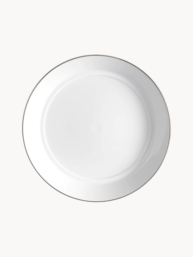 Sada ručně vyrobených talířů na těstoviny z porcelánu's ručně malovaným platinovým okrajem Vitruv, 2 díly