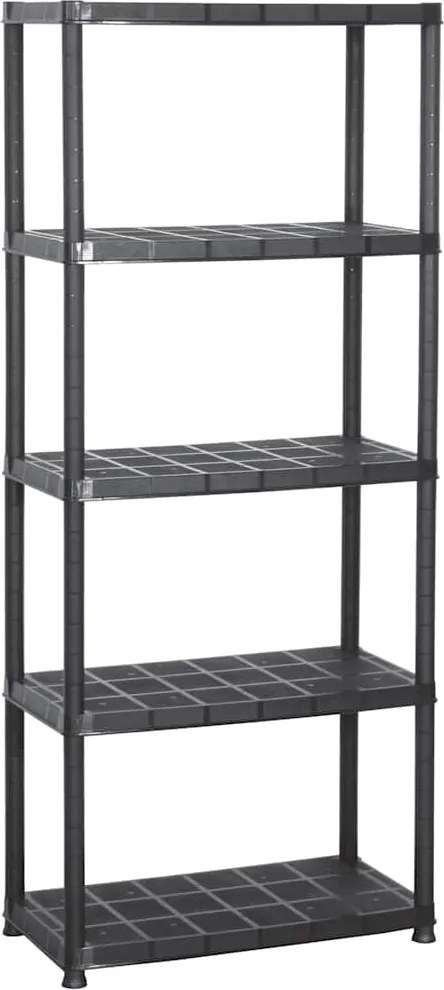 Úložný regál 5patrový černý 71 x 38 x 170 cm plast 147684