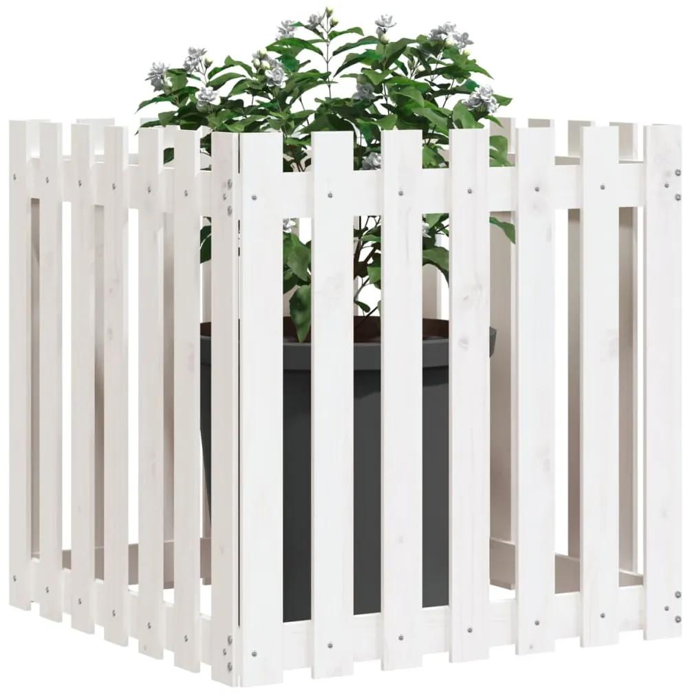 Zahradní truhlík plotový design bílý 70x70x70 cm masiv borovice,  832463