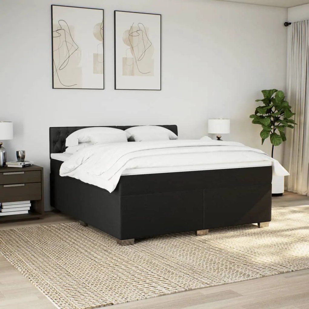 Box spring postel s matrací černá 180x200 cm textil 3288276