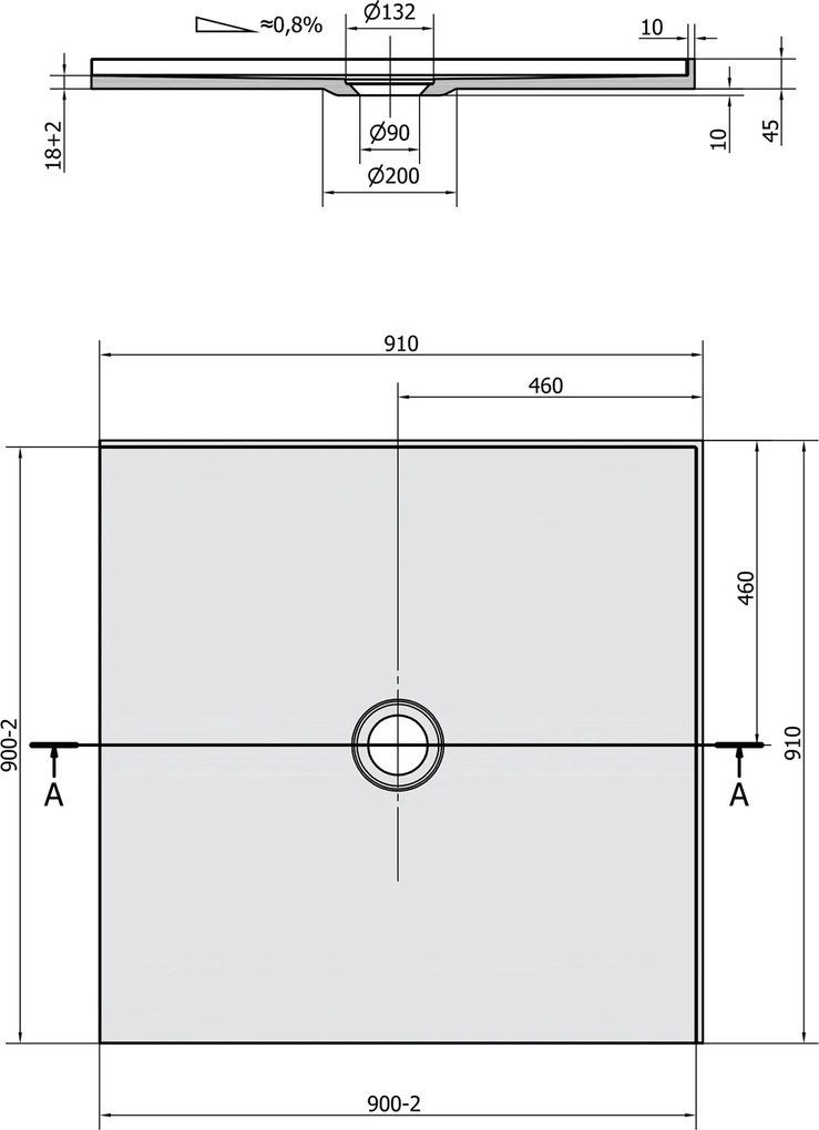 Polysan MIRAI 90 x 90 x 1,8 cm 73165 sprchová vanička do niky