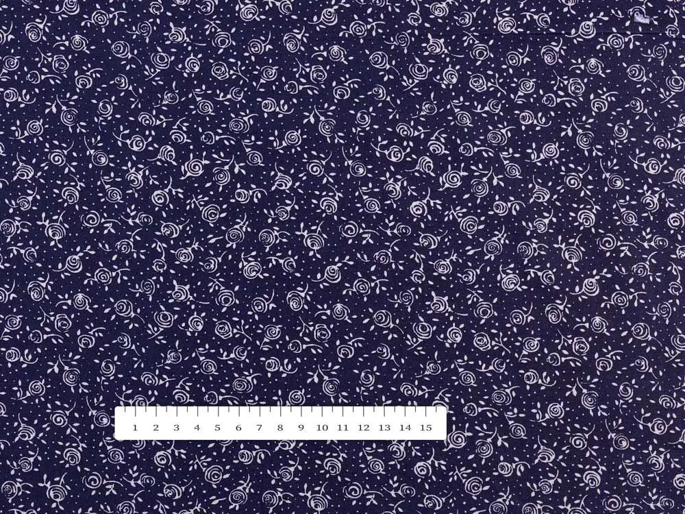 Biante Bavlněný povlak na polštář s lemem Sandra SA-359 Drobné kvítí na tmavě modrém 40 x 60 cm