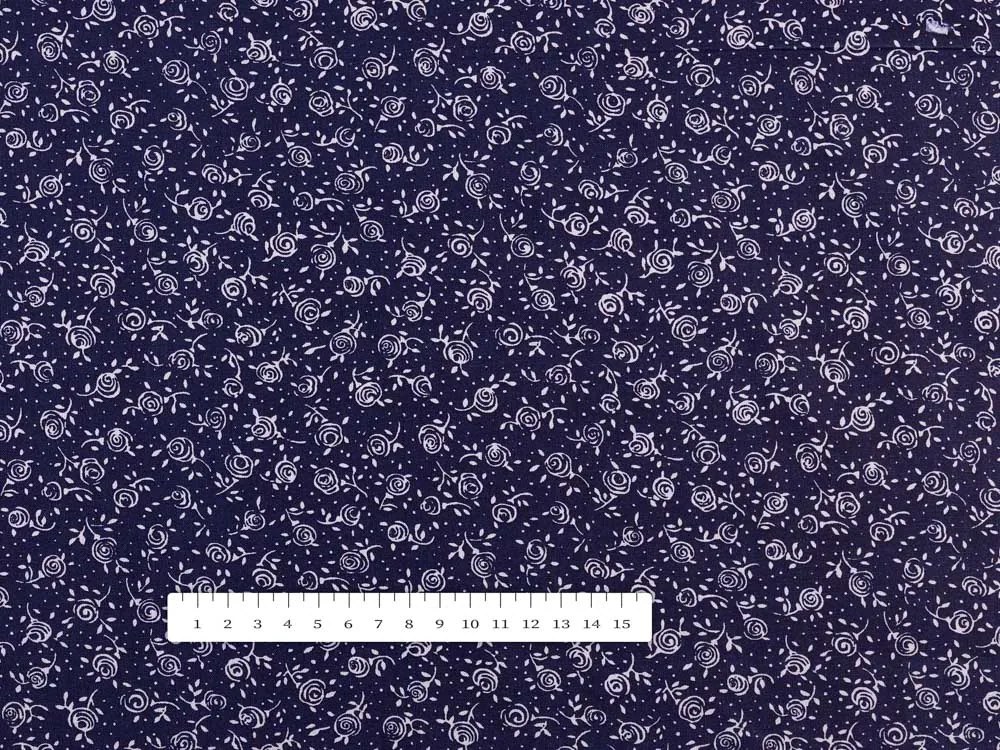 Biante Bavlněný povlak na polštář Sandra SA-359 Drobné kvítí na tmavě modrém 45 x 45 cm