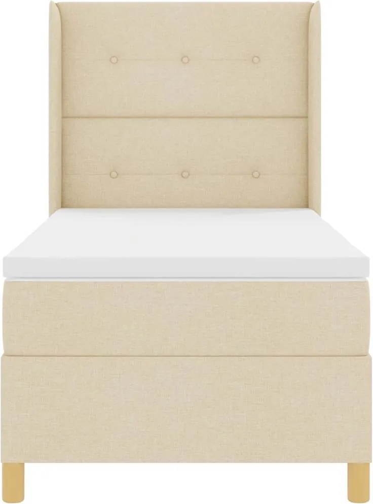 Postel s boxspringem s čelo Krémová 100 x 200 cm textil 3341824