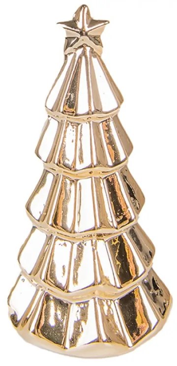 Zlatý porcelánový dekorační vánoční stromek – 6x11 cm