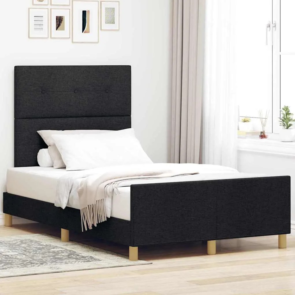 Rám postele s čelo Černá 120 x 200 cm textil 3344720