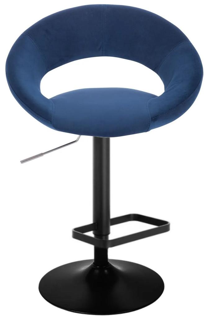 LuxuryForm Barová židle NAPOLI  VELUR na černém talíři - modrá