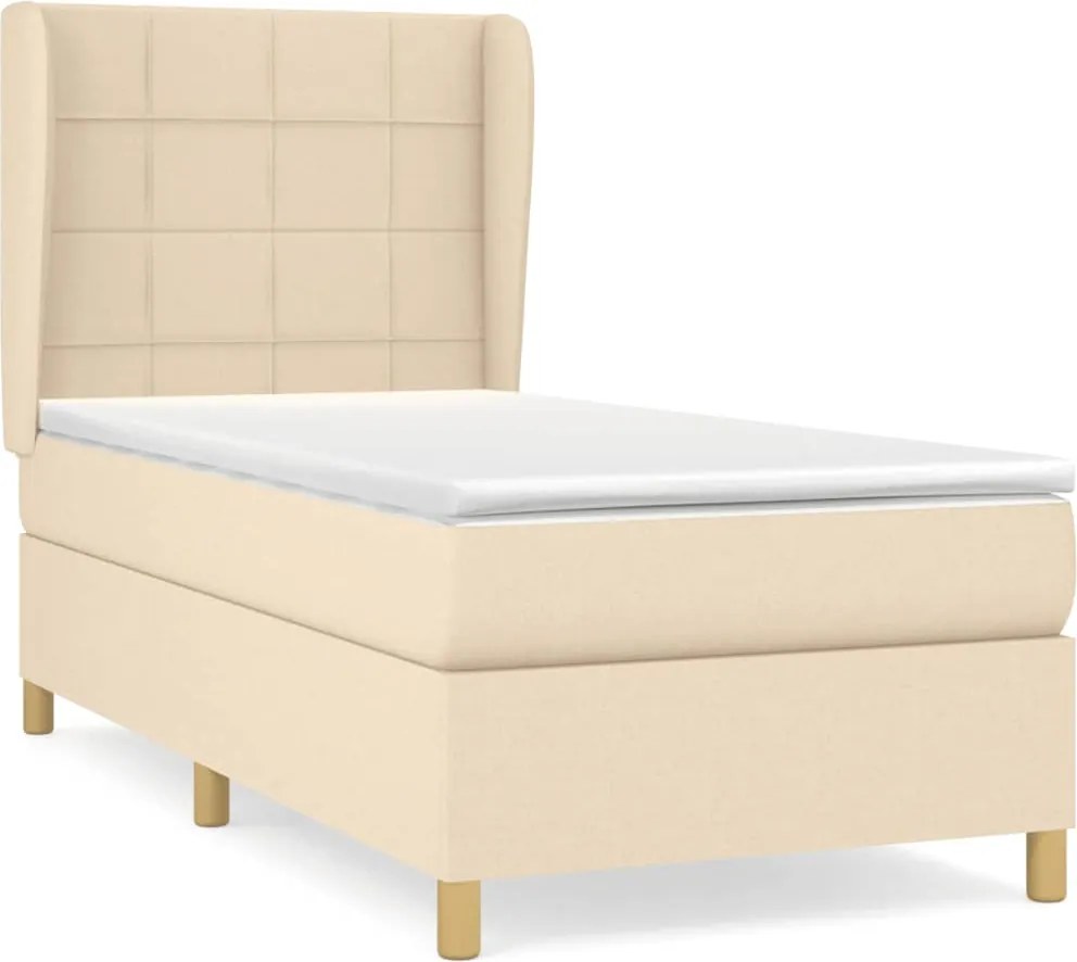 Box spring postel s matrací krémová 90x190 cm textil 3128490
