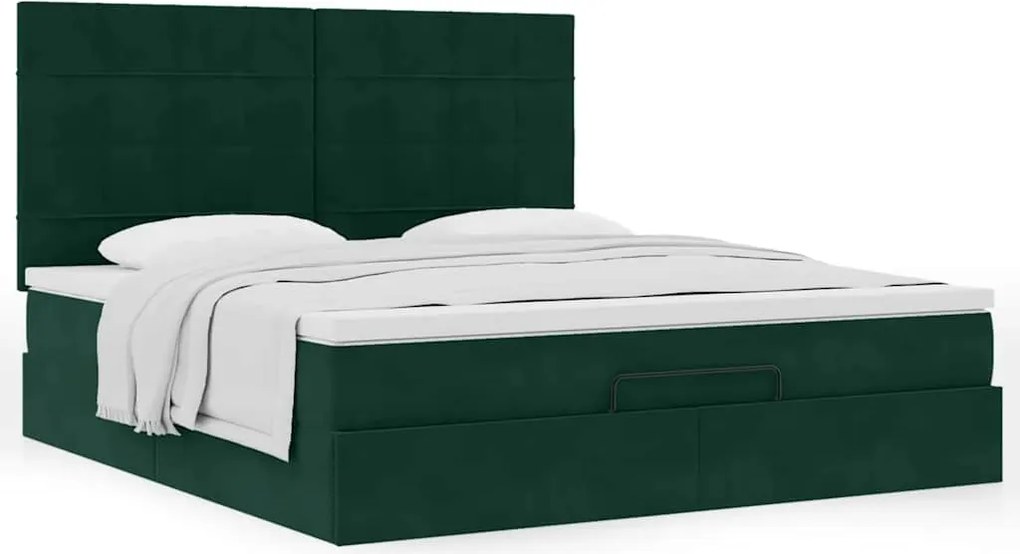 Osmanský rám postele s matracíes tmavě šedá 180x200cm samet 3313490