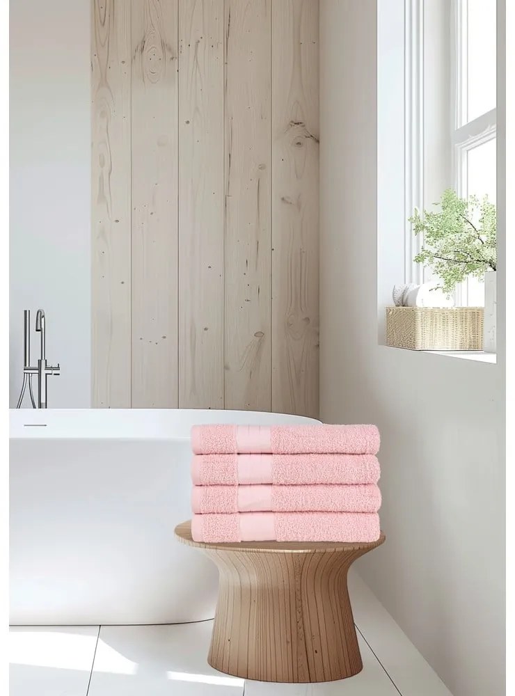 Růžové froté bavlněné ručníky v sadě 4 ks 50x100 cm – Good Morning