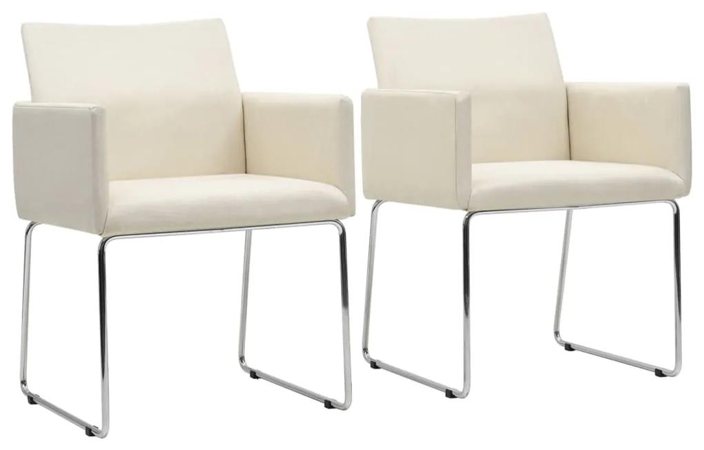 Jídelní židle 2 ks bílé se vzhledem lnu textil - Default Title