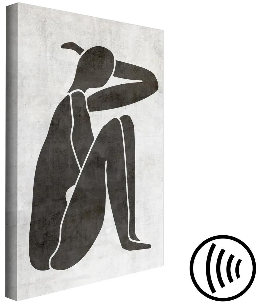Obraz Silueta zamyšlené ženy - černobílá grafika ve stylu scandi boho