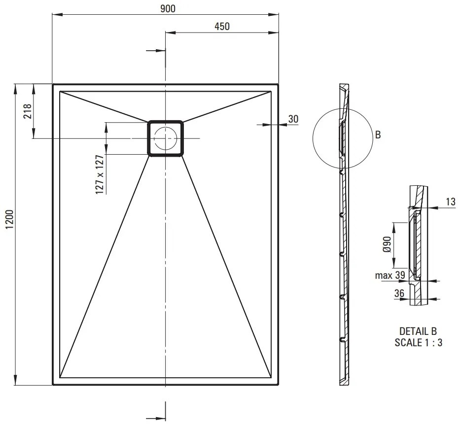 Deante Correo, obdélníková granitová sprchová vanička 120x90x3,5 cm, béžová, DEA-KQR_543B
