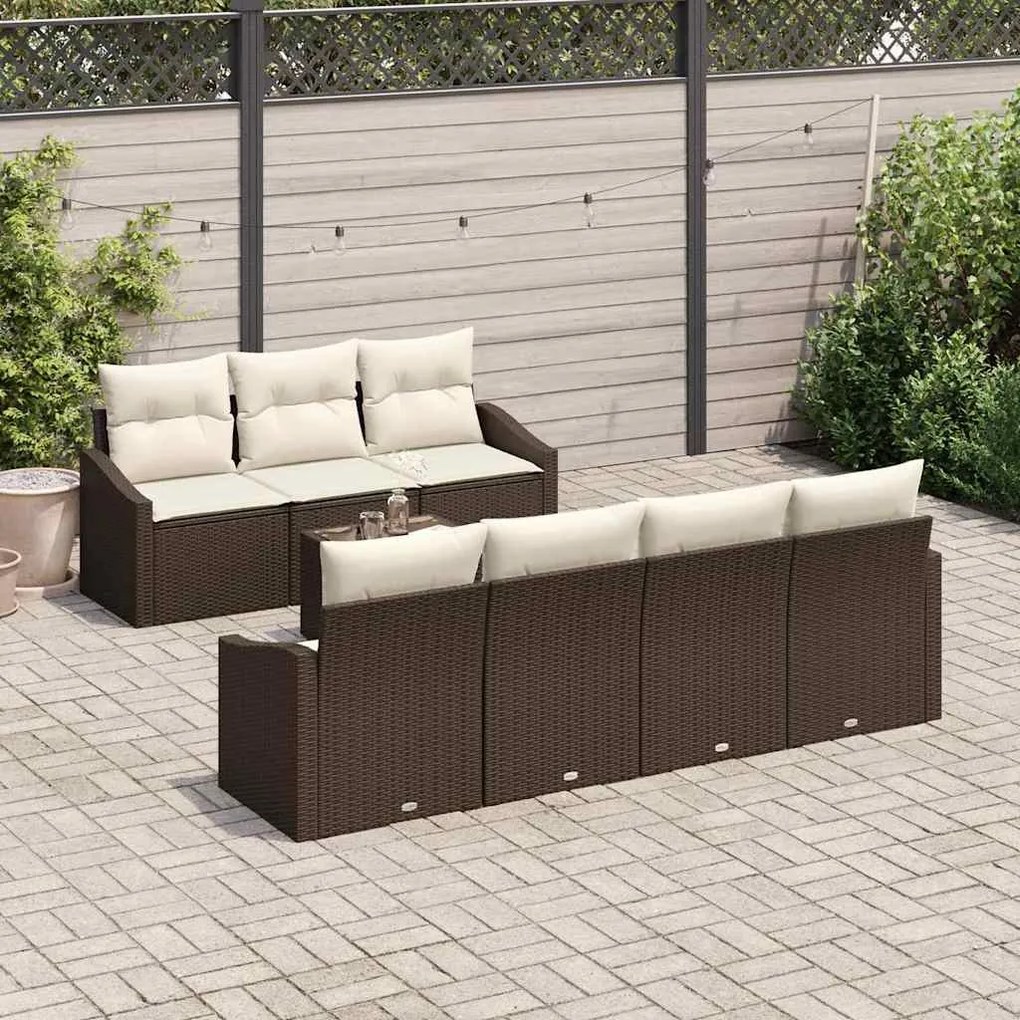 Set pohovek 8 ks Hnědá a krémová polyratan 3355297