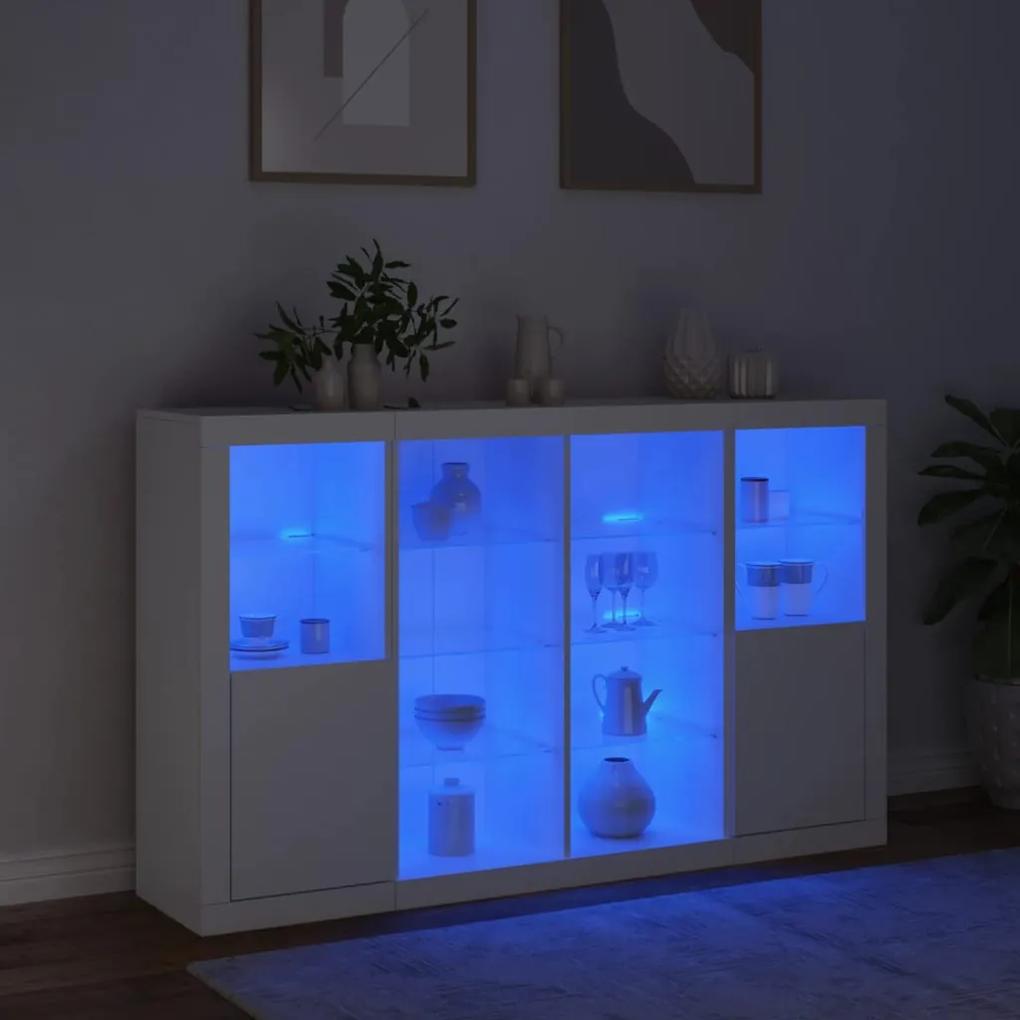 Příborníky s LED osvětlením 3 ks bílé kompozitní dřevo,  3209135