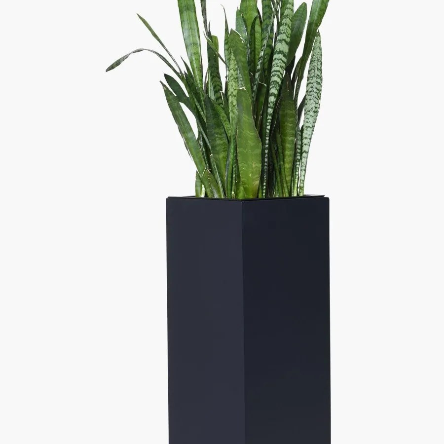 Samozavlažovací květináč BLOCK 75, sklolaminát, výška 75 cm, antracit