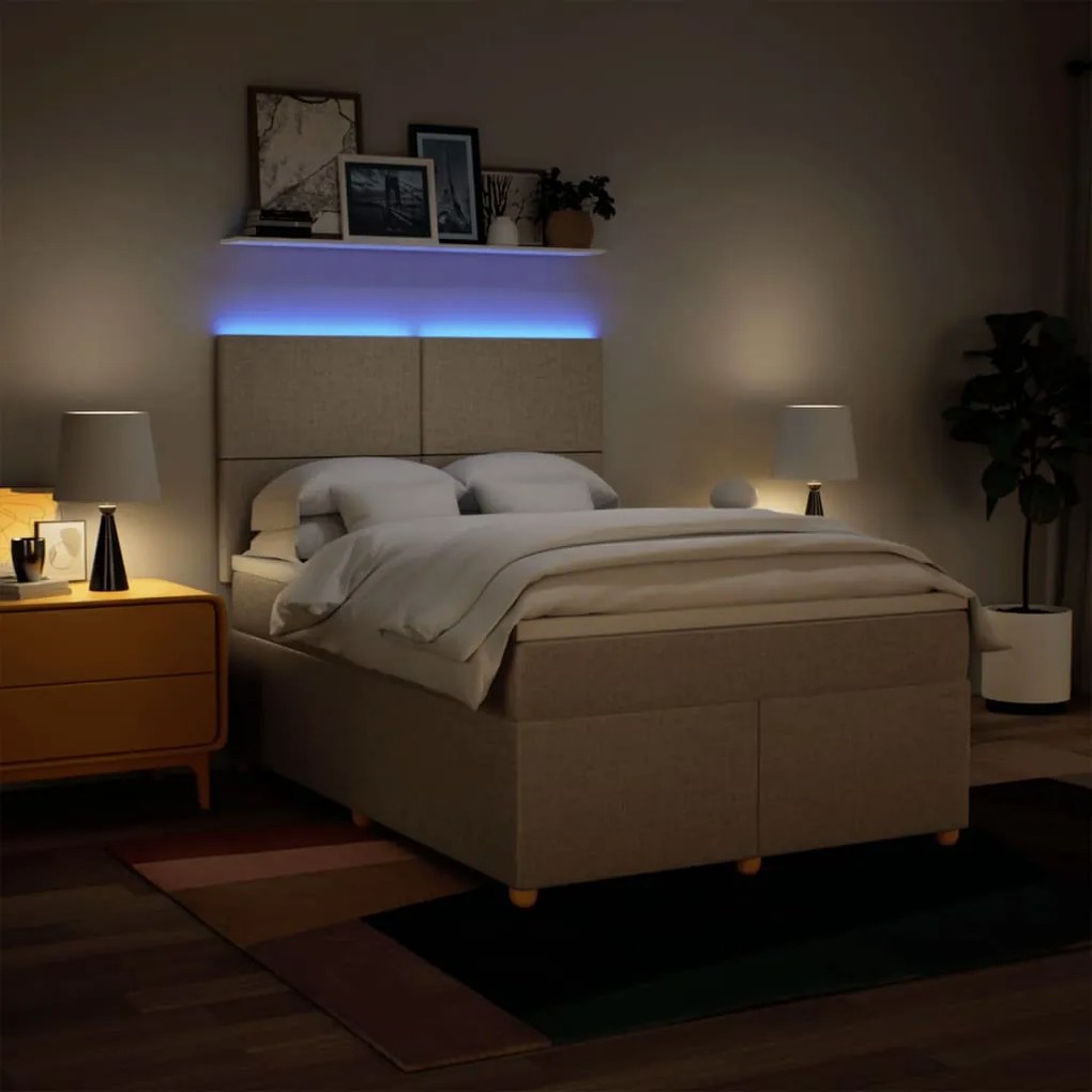 Box spring postel s matrací krémová 140x200 cm textil 3293601