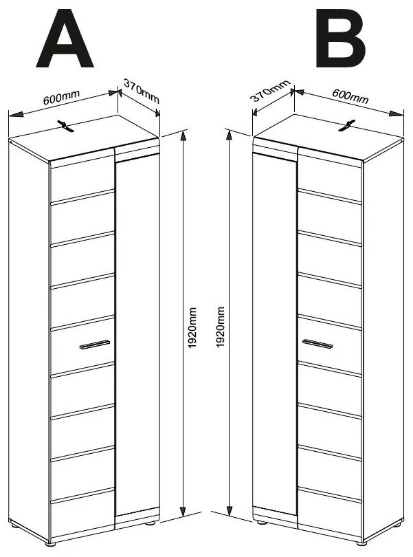 Předsíňová skříň se zrcadlem Salsa, šedý dub/bílá lesk