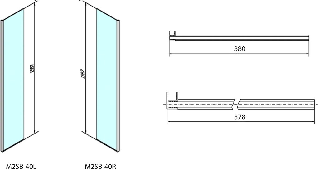 Polysan Modular Shower MS2B-40L pevný panel 40 cm k instalaci na stěnu levý