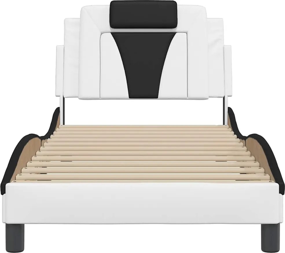 Rám postele Viana bez matrace bílý a černý 90 x 200 cm umělá kůže 3208074