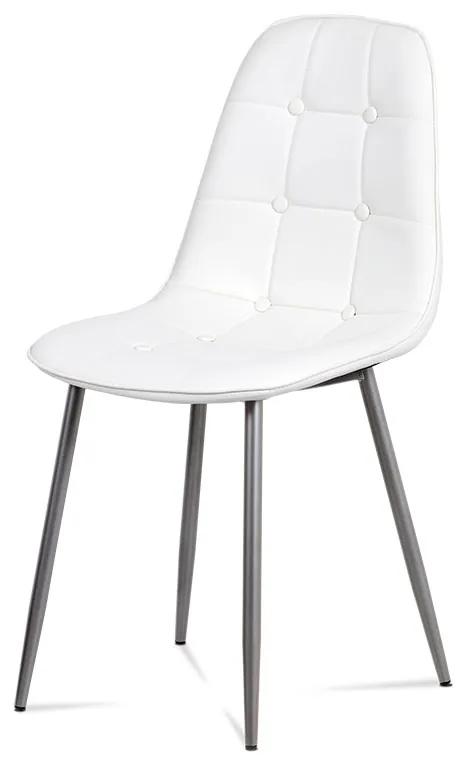 Jídelní židle CT-393 WT ekokůže bílá, kov šedý